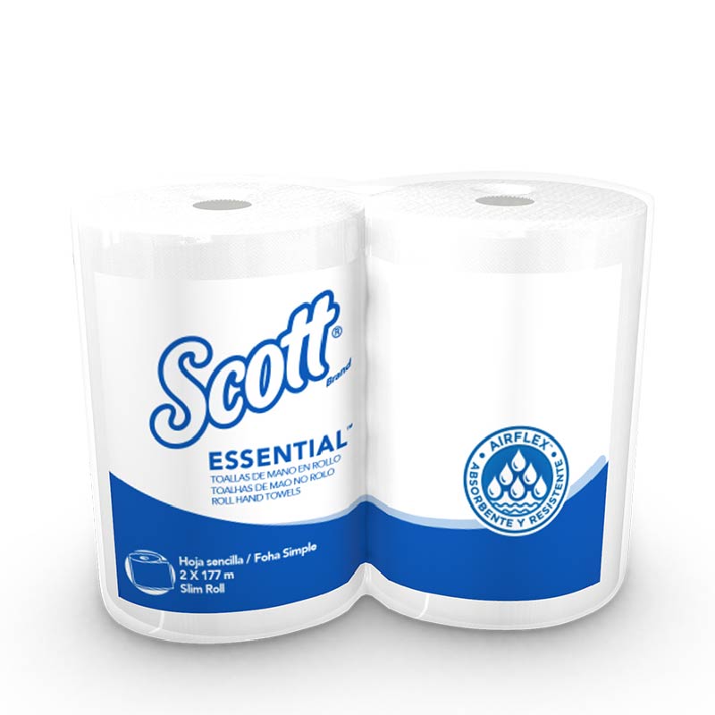 TOALLA DE MANOS SCOTT ESSENTIAL HOJA SENCILLA BLANCA ROLLO X 177MTS ...