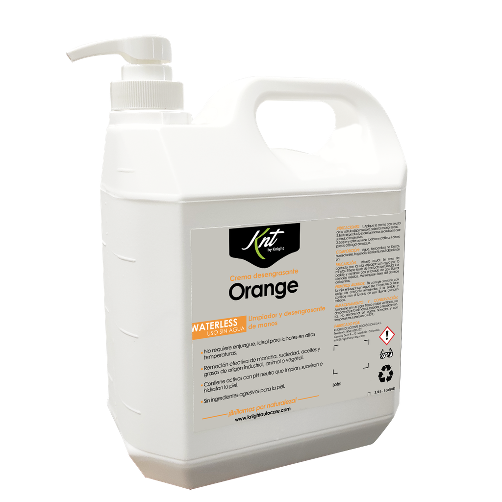 LIMPIADOR Y DESENGRASANTE DE MANOS KNIGHT ORANGE X GALON "C.E" | EYESA